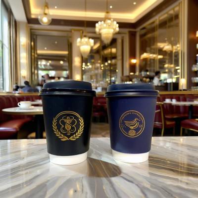 China 4Oz 8Oz 12Oz 16Oz Biodegradable Cafe Cups Single Wall Double Walls Gold Foil Paper Cups With Lids for sale
