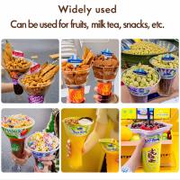 China 2 in 1 Black Plastic Cup with Holder Snack and Drink in One Cup Hotpot Bubble Cup With Bowl on Top for sale