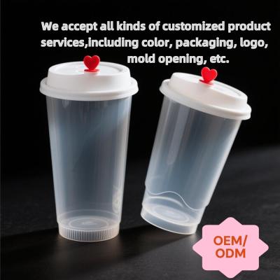 China OEM/ODM Gobelet Bubble Tea Plastic Cup 16oz 32oz  Heat and Cold Drink Milk Tea Hard PP Cup with Lid for sale