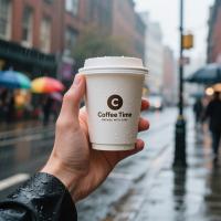 China OEM Disposable White Kraft Paper Coffee Cup Custom Logo Wrapping Gold Foil Hot Stamping Paper Cups for sale