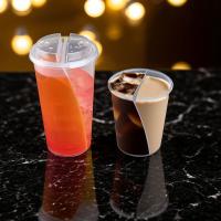 China Custom 700ml 16oz 2 Compartment Boba Tea Cup Disposable Smoothie Juice Split Boba Cups Double Share Cup for sale
