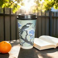 China Custom Design Floral Pattern White Paper Cup Takeaway Hot Drinks Double Wall Paper Cups Used for Tea Coffee for sale