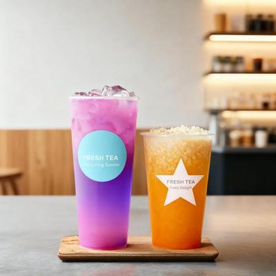 China AT PACK Custom Single Wall Injection PP Plastic Cups 360ML 500ML 700ML Hard Cups for Tea Juice Bubble Milk for sale