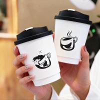 China Factory Printing Coffee Cup 8oz 16oz Disposable Takeaway Coffee Paper Cups with Lid for Hot Drinks for sale