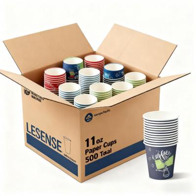 China Custom Logo Biodegradable Coffee Paper Cup 8oz 12oz 16oz Double-Wall Kraft Paper Cups for Hot Latte for sale