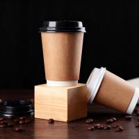China Personalized Custom Printed Brown Kraft Paper Cups 8oz 12oz 16oz 20oz Double Wall Paper Cups for sale