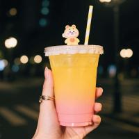 China Customized 16 oz Plastic Cup Disposal Iced Coffee Cups Bubble Tea Boba Cold Drink PET Cups with Lids for sale