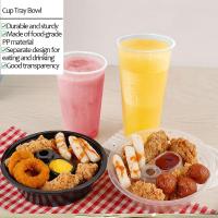 China Factory 2 in 1 Plastic Cup with PP Bowl Holder Take-out Drinking Cup Fried Chicken Cola Layered Cup for sale