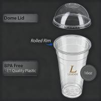 China LESENSE Disposable Clear PET Plastic Cups Custom 12 oz 24oz 16oz Cold Drink Coffee Cup With Flat Dome Lids for sale