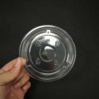 China Disposable 90/92/95/98mm Plastic Flat Lids With Crossed Hole Clear Transparent for sale