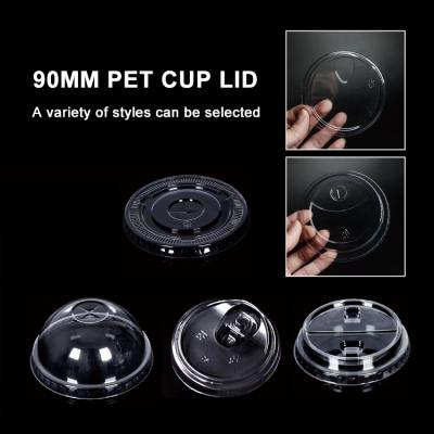 China Disposable PET Plastic Cup Lids Clear Transparent For Coffee Yogurt Juice  Tea for sale