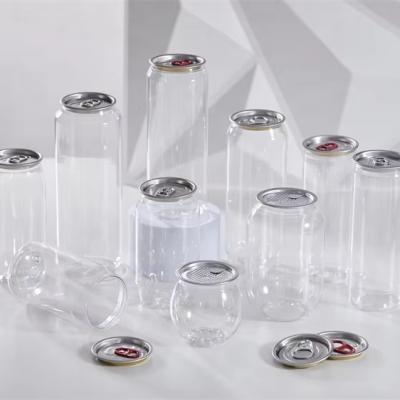 China 100 Recyclable Clear Pet Beverage Bottles Energy Drinks Plastic Cans for sale