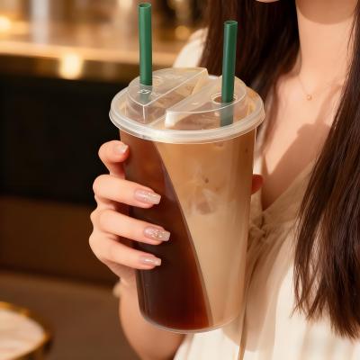 China Custom 16oz PP Boba Tea Double Share Split Cups for Smoothie Juice Coffee for sale