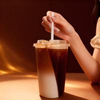 China Custom 16oz PP Boba Tea Double Share Split Cups for Smoothie Juice Coffee for sale