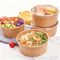 China Hot Food Takeaway Eco Containers Biodegradable Kraft Paper Bowl with Lid for sale