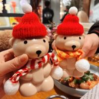 China Custom Cute Bear-Shape PET Bottles with Christmas Hats for sale