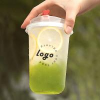 China Custom 90mm Disposable U Shape Milkshake Smoothie Boba Milk Tea Plastic Cups for sale