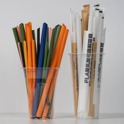 China OEM factory Colorful Compostable Individually Wrapped packing Disposable PLA Straws for sale