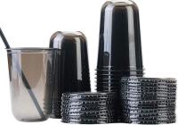 China China manufacturer 360ml 400ml 500ml U Shaped Black PET Plastic Cups With Lids for sale