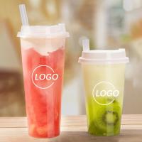 China Custom Printing Logo 500ml 700ml Boba Bubble Tea Cups PP Plastic Cups for sale