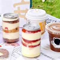 China New Disposable Milk Tea Juice Cake Smoothie PET Cans With Fully Open Lids for sale