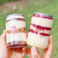 China New Disposable Milk Tea Juice Cake Smoothie PET Cans With Fully Open Lids for sale