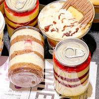 China New Disposable Milk Tea Juice Cake Smoothie PET Cans With Fully Open Lids for sale