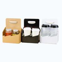 China Customized Hot Drink Cup Takeaway Cardboard Carrier Paper Holder Tray With Handle for sale
