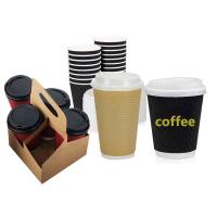 China Customized Hot Drink Cup Takeaway Cardboard Carrier Paper Holder Tray With Handle for sale