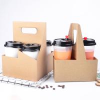 China Customized Hot Drink Cup Takeaway Cardboard Carrier Paper Holder Tray With Handle for sale