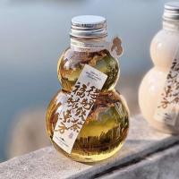 China Trend Gourd Shaped Round Bottom PET Plastic Cold Drink Tea Juice Bottles with Aluminum Cap for sale