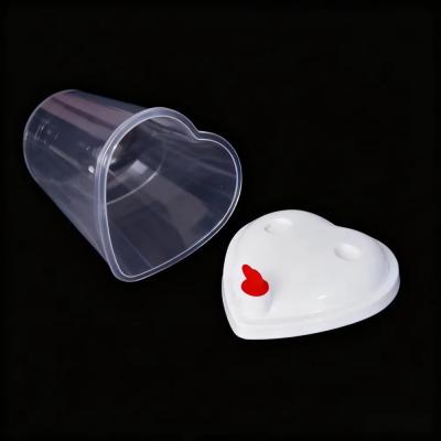 China Custom 16 oz 24 oz Heart Shaped Hard Injection Cup with Lid for Cold Drinking for sale