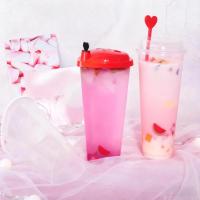 China Custom 16 oz 24 oz Heart Shaped Hard Injection Cup with Lid for Cold Drinking for sale