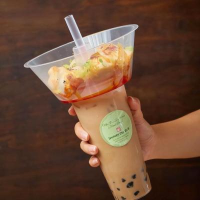 China 24oz Disposable Boba Bubble Tea Fruit Salad Food Bowl Snack and Drink Cup for sale