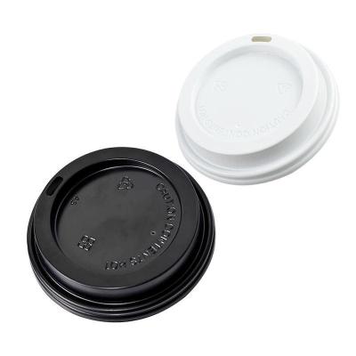 China Heat Resistant PS 80mm 90mm Black/White Plastic Coffee Cup Drinking Lids for sale