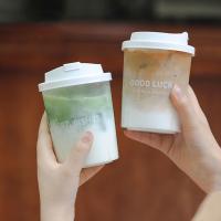 China Logo Printed Plastic Fat 700ml Hard PP Milk Tea Boba Tea Cups With Lids for sale