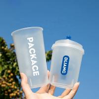 China Logo Printed Plastic Fat 700ml Hard PP Milk Tea Boba Tea Cups With Lids for sale