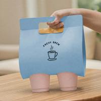 China Portable Takeaway carry Coffee Thickened Kraft Paper Paper Cup Holder for sale
