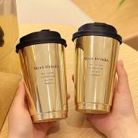 China Luxury Custom Gold Cardboard Double Layer Paper Cups with Lid for sale