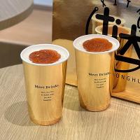 China Luxury Custom Gold Cardboard Double Layer Paper Cups with Lid for sale