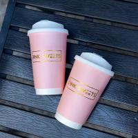 China Hot Stamping 90mm Double Wall Pink Paper Cup 8oz 10oz 12oz with Print logo for sale