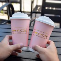 China Hot Stamping 90mm Double Wall Pink Paper Cup 8oz 10oz 12oz with Print logo for sale