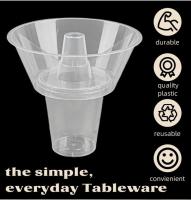 China Food Grade All-in-One Disposable Plastic Cups With Bowl for Snack Beverage for sale
