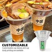 China Food Grade All-in-One Disposable Plastic Cups With Bowl for Snack Beverage for sale