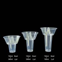 China Creative 500ml 700ml Eat and Drink pp Snack plastic cup with bowl for sale