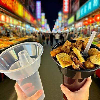 China Creative 500ml 700ml Eat and Drink pp Snack plastic cup with bowl for sale