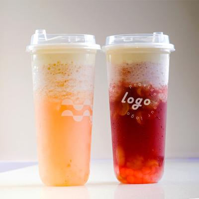 China Printed Logo Disposable Transparent Matte PP Cup U Shape Milk Tea Plastic Cups for sale