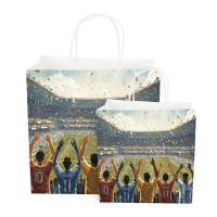 China Free Sample 2026 World Cup logo printed Luxury Paper Bags With Handle for sale