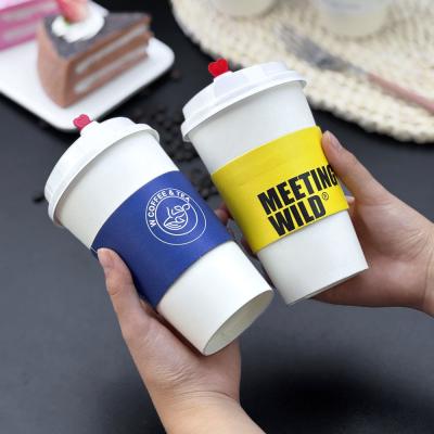 China Full Color Printed Eco-Friendly Recycled Kraft Double Wall Corrugated Paper Cup Sleeves for sale