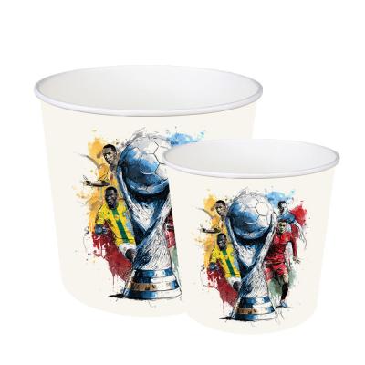China Biodegradable FSC Certified Popcorn Bucket Craft Paper Cup for Football Events World cup for sale